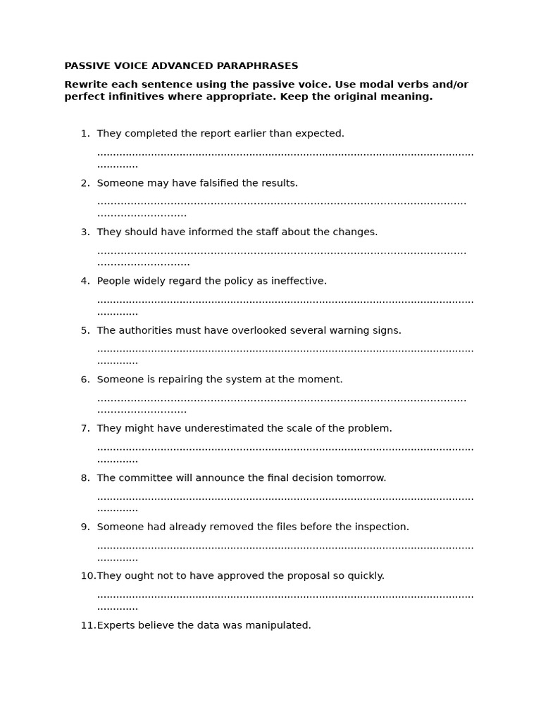 Advanced Passive Voice Exercises | PDF | Chess | Chess Theory