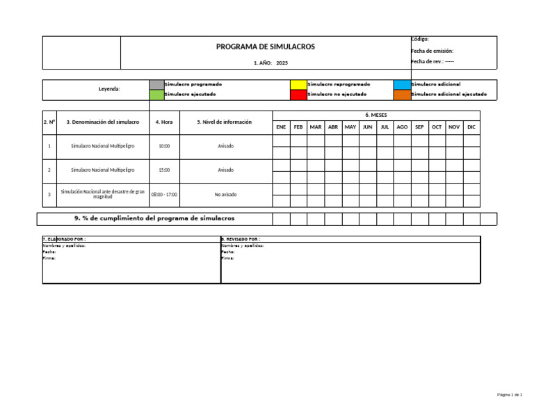 8. Programa de Simulacros - 2025 | PDF