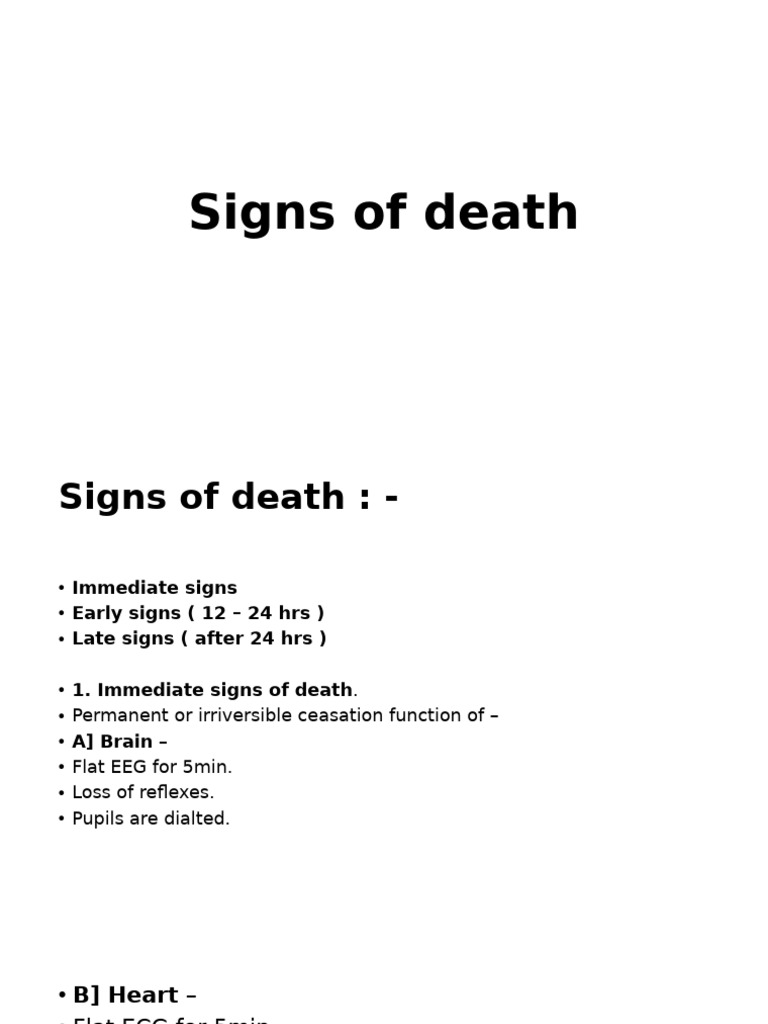 Signs of Death: Immediate to Late Indicators | PDF