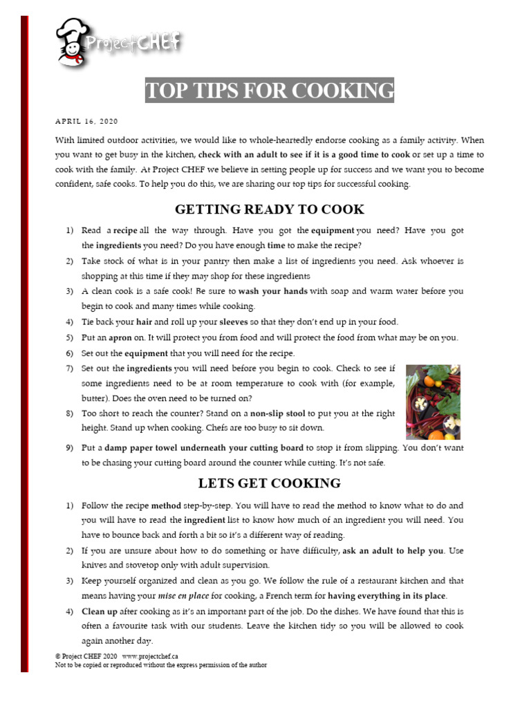 Print Top Tips For Cooking | PDF | Recipe | Cooking