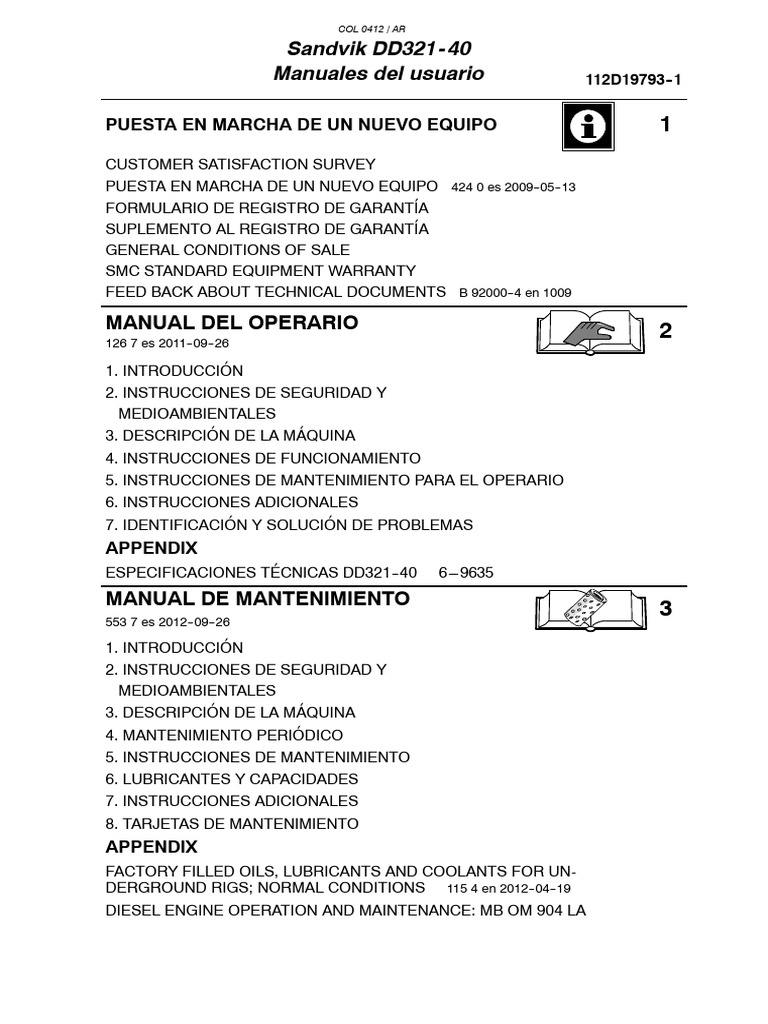 Manual Técnico Sandvik DD321-40 | PDF | Bienes manufacturados | Partes ...