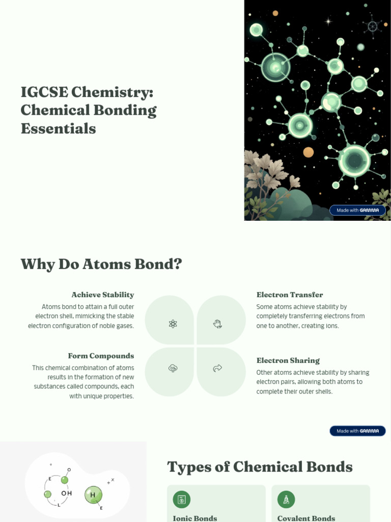 IGCSE Chemistry Chemical Bonding Essentials | PDF | Ion | Chemical Bond