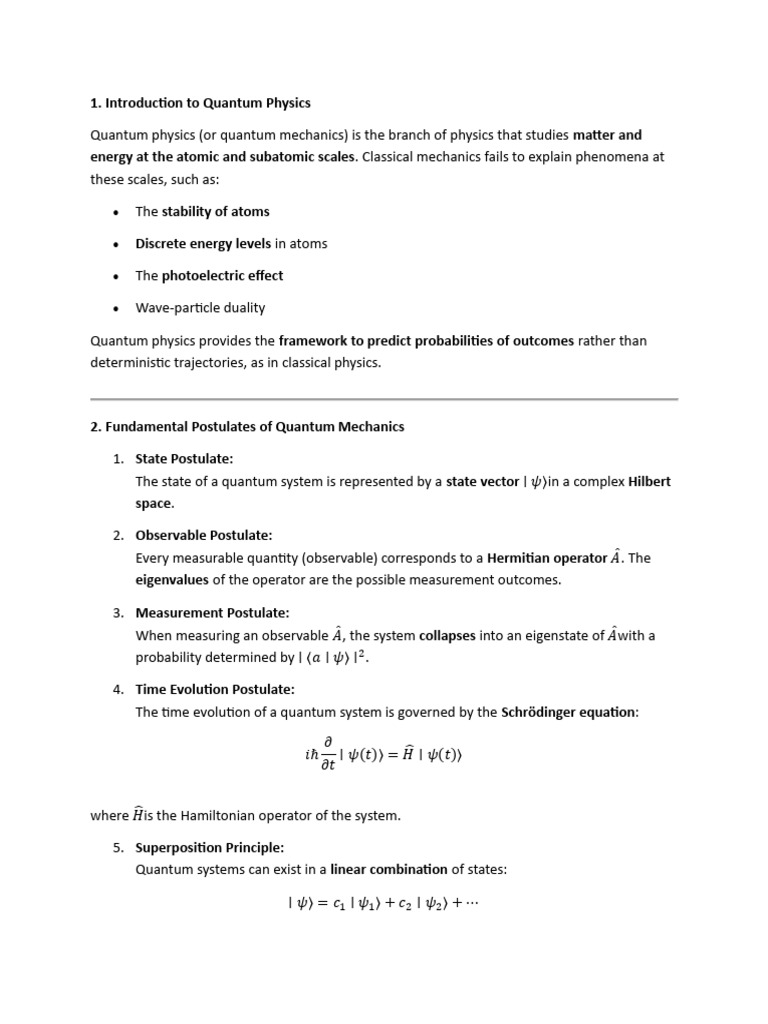 Introduction to Quantum Physics Concepts | PDF | Quantum Mechanics ...