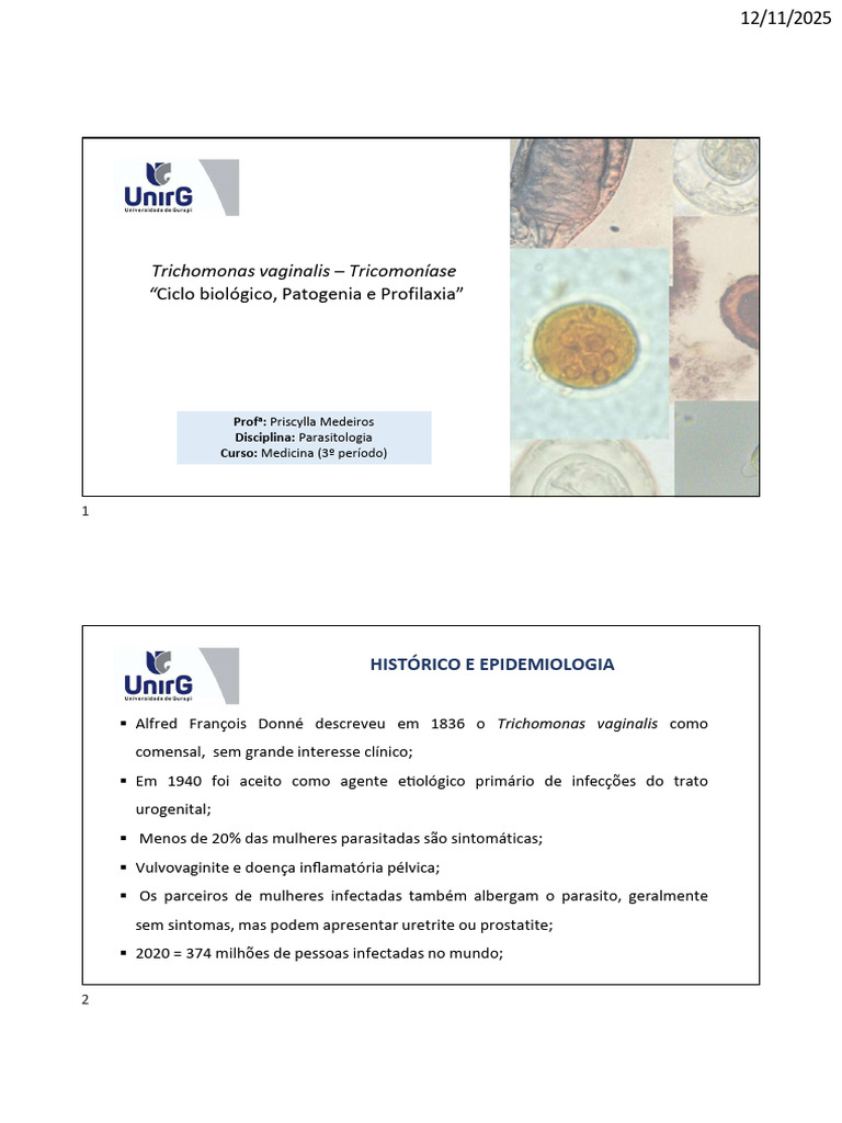 Aula 13 Trichomonas Artropodes | PDF | Epitélio | Biologia