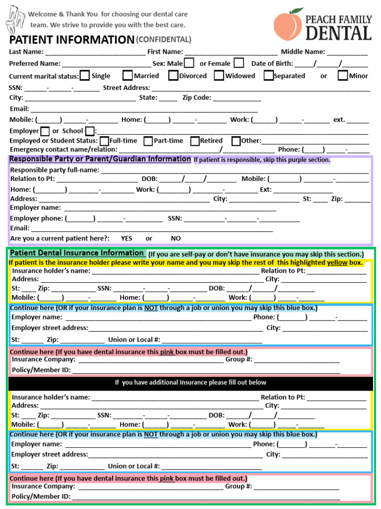 Dental Office Patient Paperwork | PDF | Medicine | Public Services