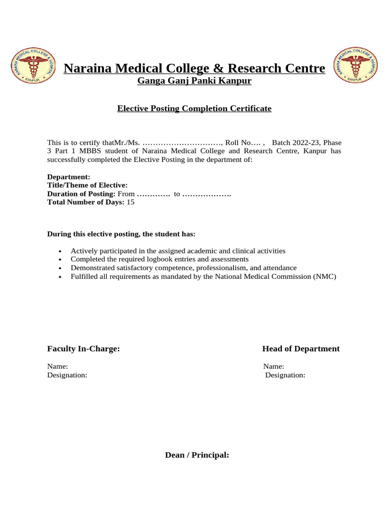 Elective Certificate 1 | PDF