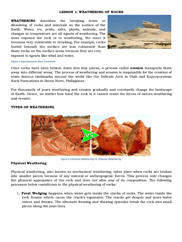 HO1-Weathering of Rocks | PDF | Weathering | Nature