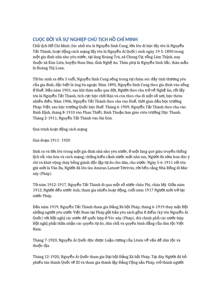 Giu Nguyen Noi Dung Cuoc Doi Hcm | PDF