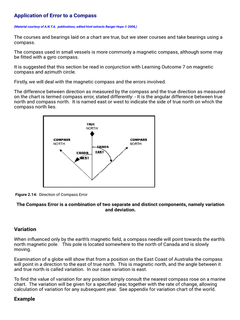 Understanding Compass Error: Variation & Deviation | PDF | Compass ...