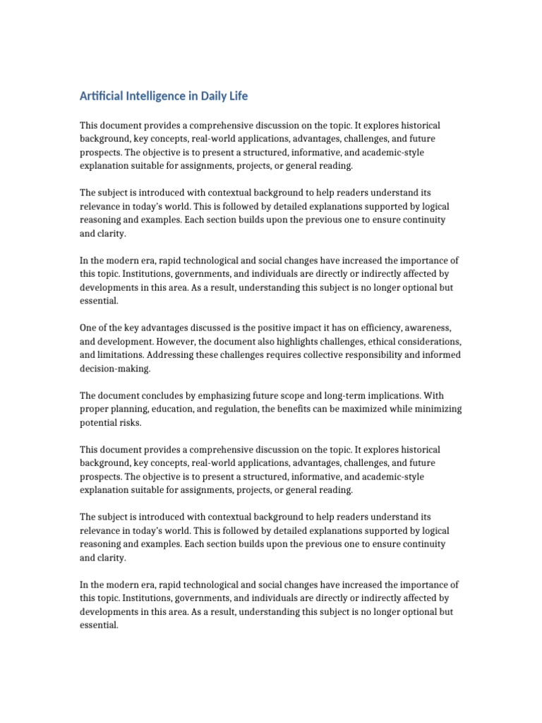 Document 1 Artificial Intelligence in Daily Life | PDF | Reason ...