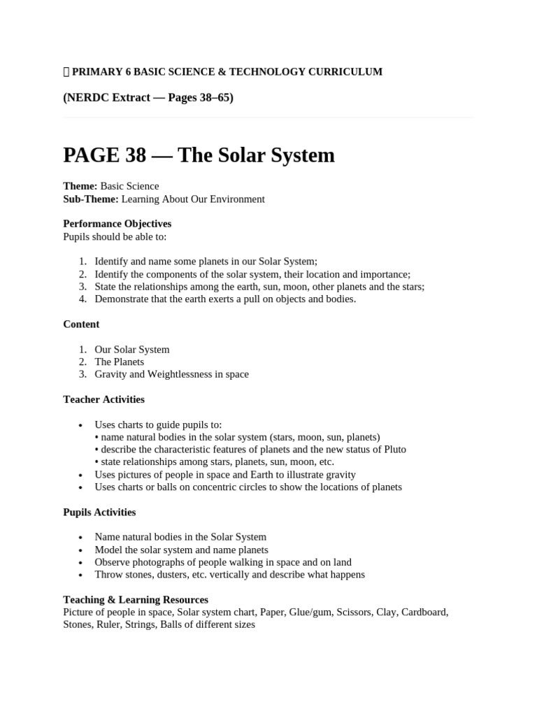 Primary 6 Basic Science Curriculum Guide | PDF | Moon | Weather