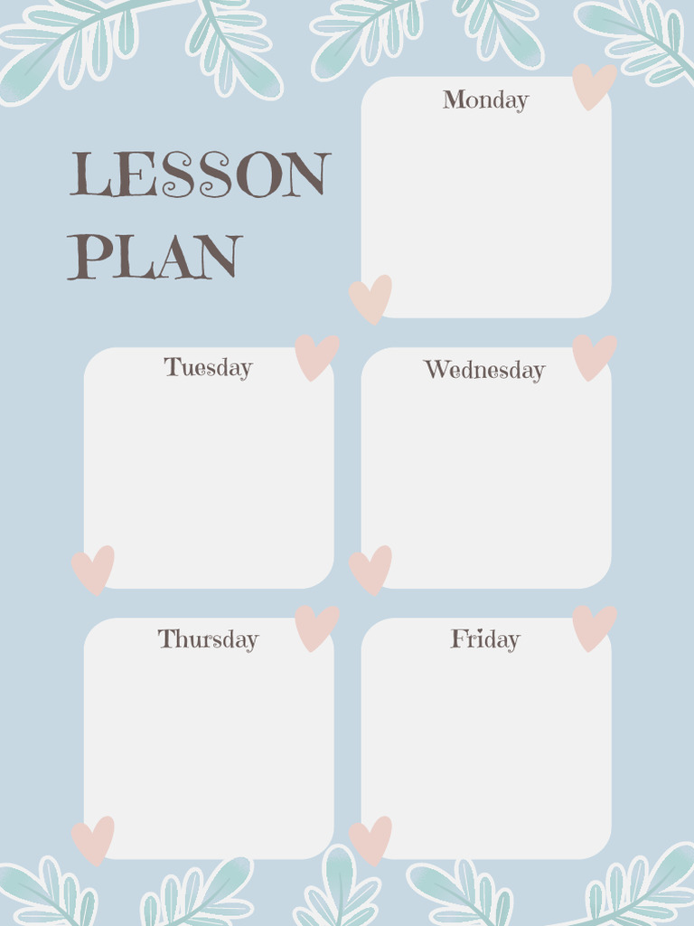 Light Brown Blue Soft Leaves and Heart Illustration Lesson Plan PDF | PDF