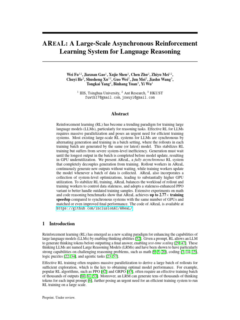 A Large-Scale Asynchronous Reinforcement Learning System For Language ...