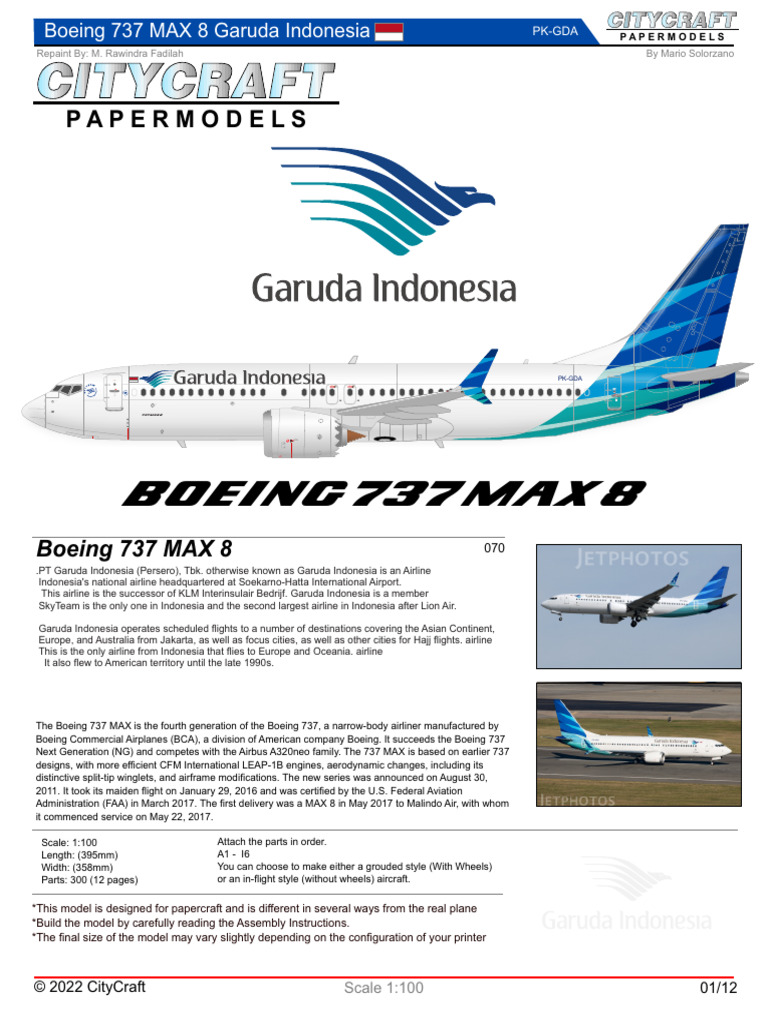 Boeing 737 MAX 8 Garuda Indonesia PK-GDA | PDF | Aviation | Aircraft
