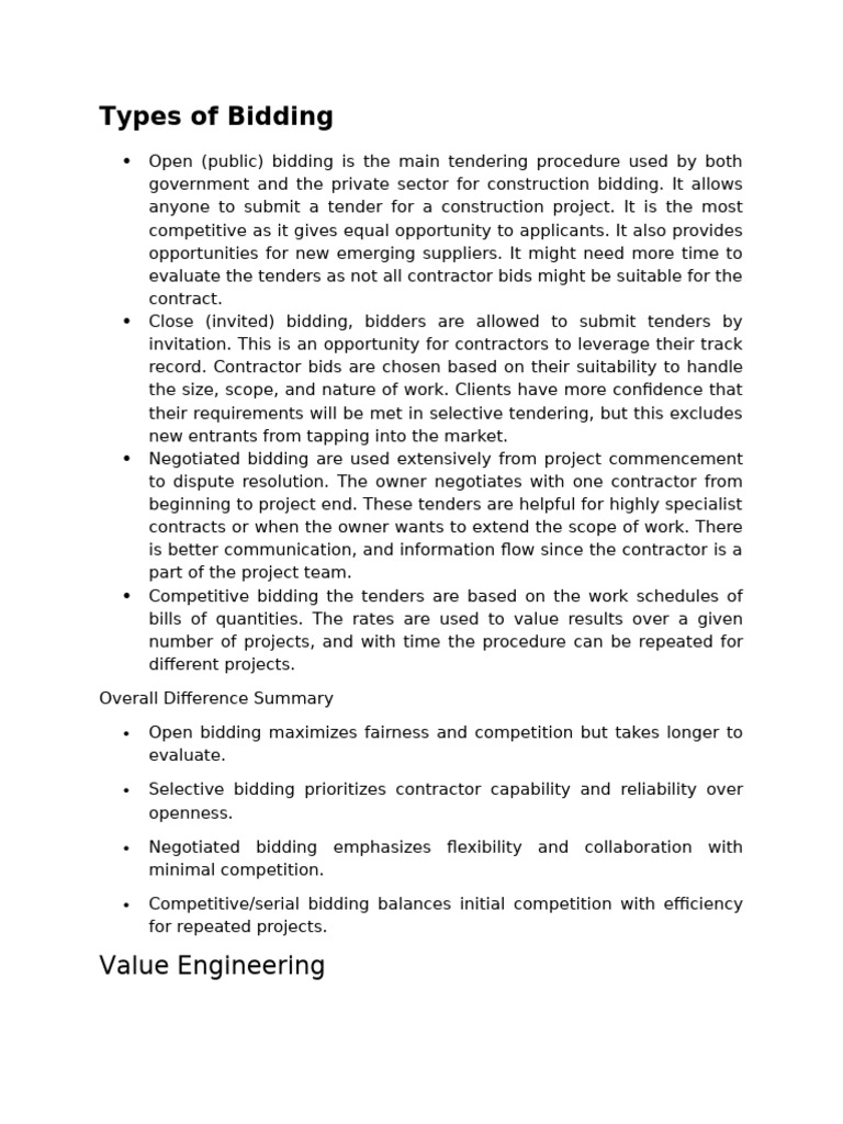 Types of Bidding | PDF | Engineering | Function (Mathematics)
