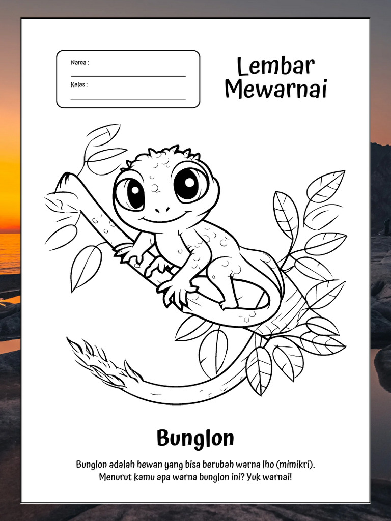 Mewarnai Bunglon: Aktivitas Kreatif Anak | PDF
