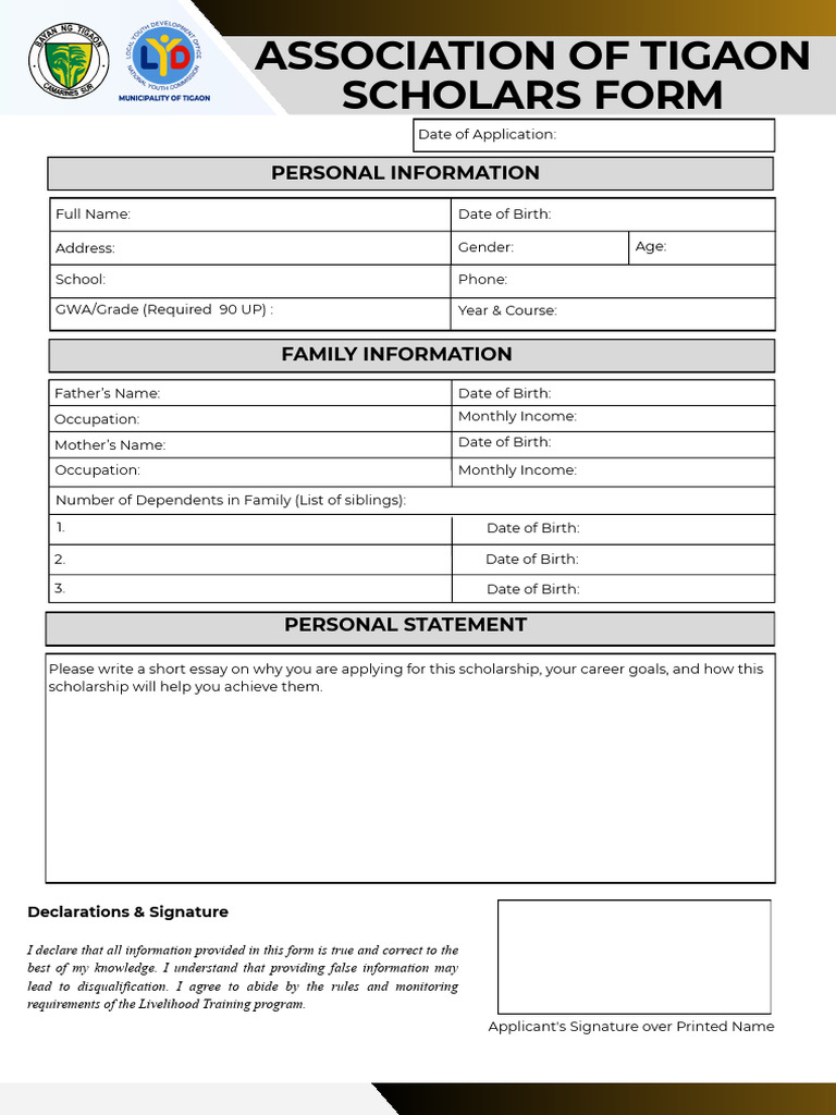 Tigaon Scholars Application Form | PDF