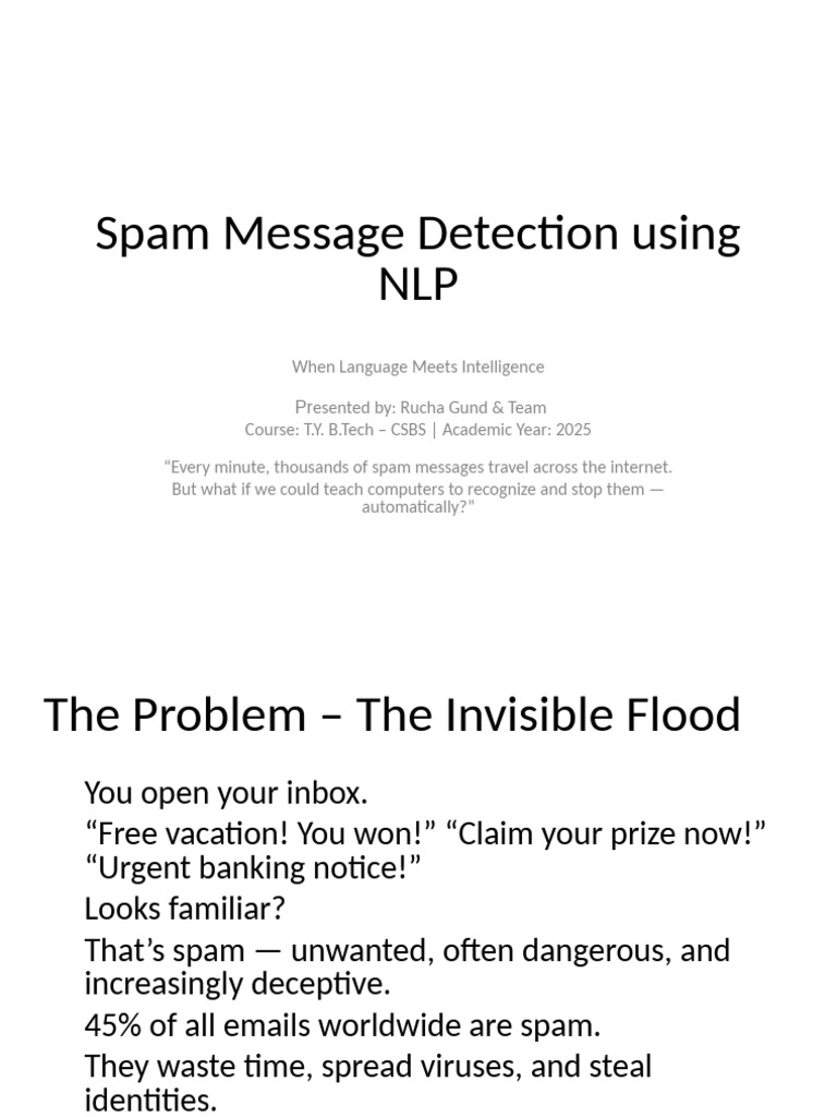 Spam Message Detection Presentation | PDF | Computational Neuroscience ...