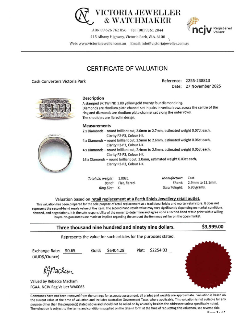 Valuation-000200238813 9ct Yellow Gold Mens Diamond Diamond Ring Size X ...