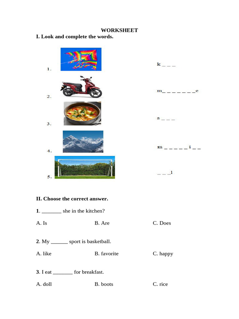 English Language Practice Worksheet | PDF