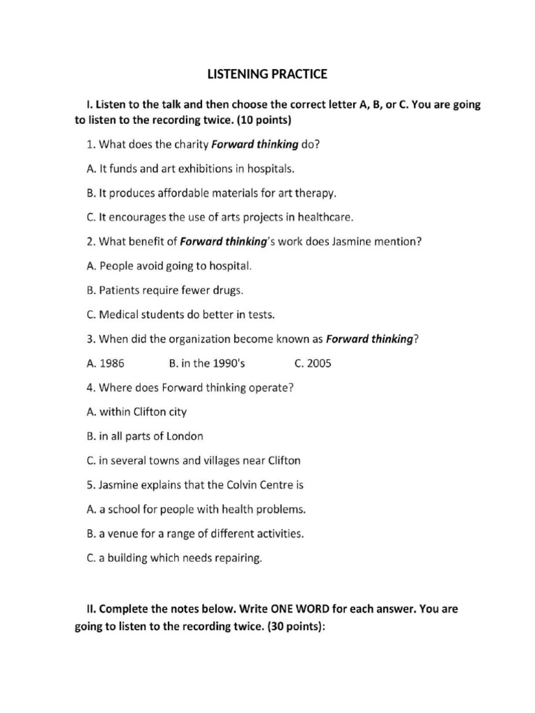 Listening Practice Grade 9 2 | PDF