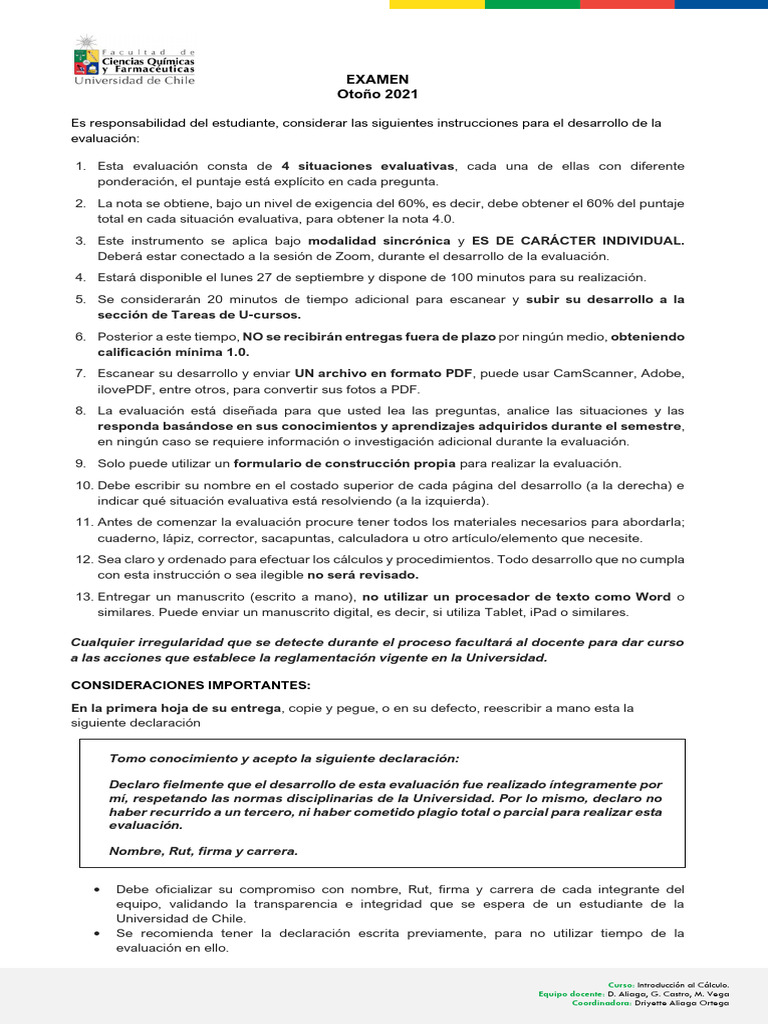 Examen Introducción al Cálculo 2021 | PDF