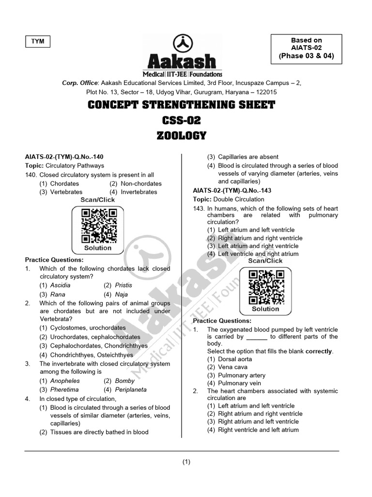 Concept Strengthening Sheet CSS 02 Based On AIATS 02 TYM Phase 03 | PDF ...