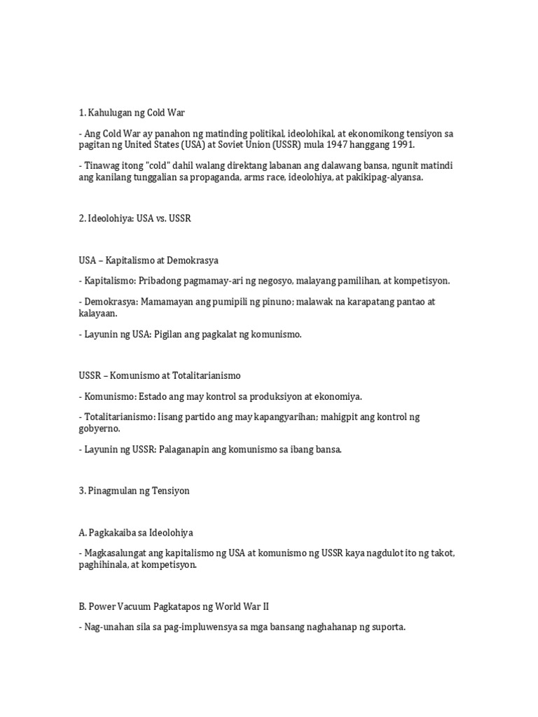 Cold War Handout | PDF