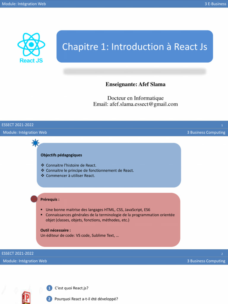Chapitre 1 Introduction À React JS | PDF