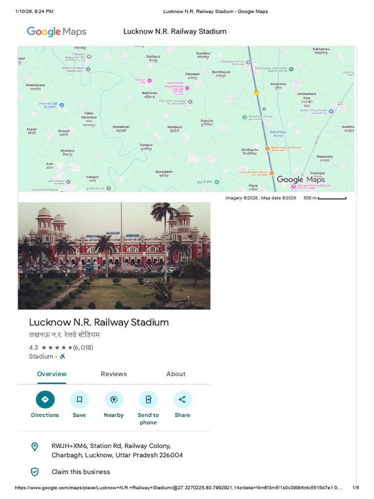 Lucknow N.R. Railway Stadium - Google Maps | PDF