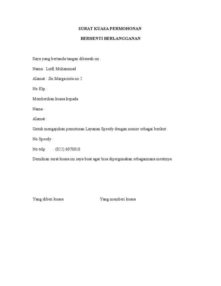 Contoh Surat Permohonan Pemasangan Indihome - Delinewstv