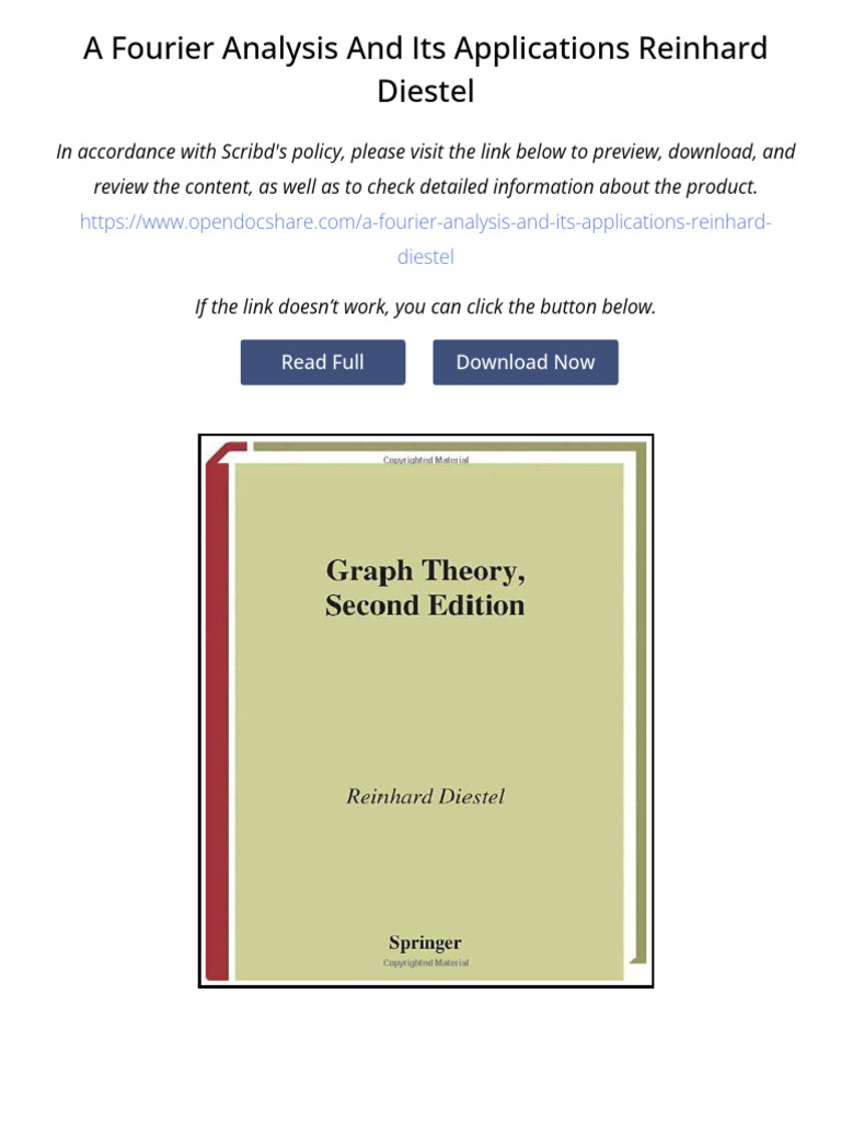 A Fourier Analysis And Its Applications Reinhard Diestel | PDF ...