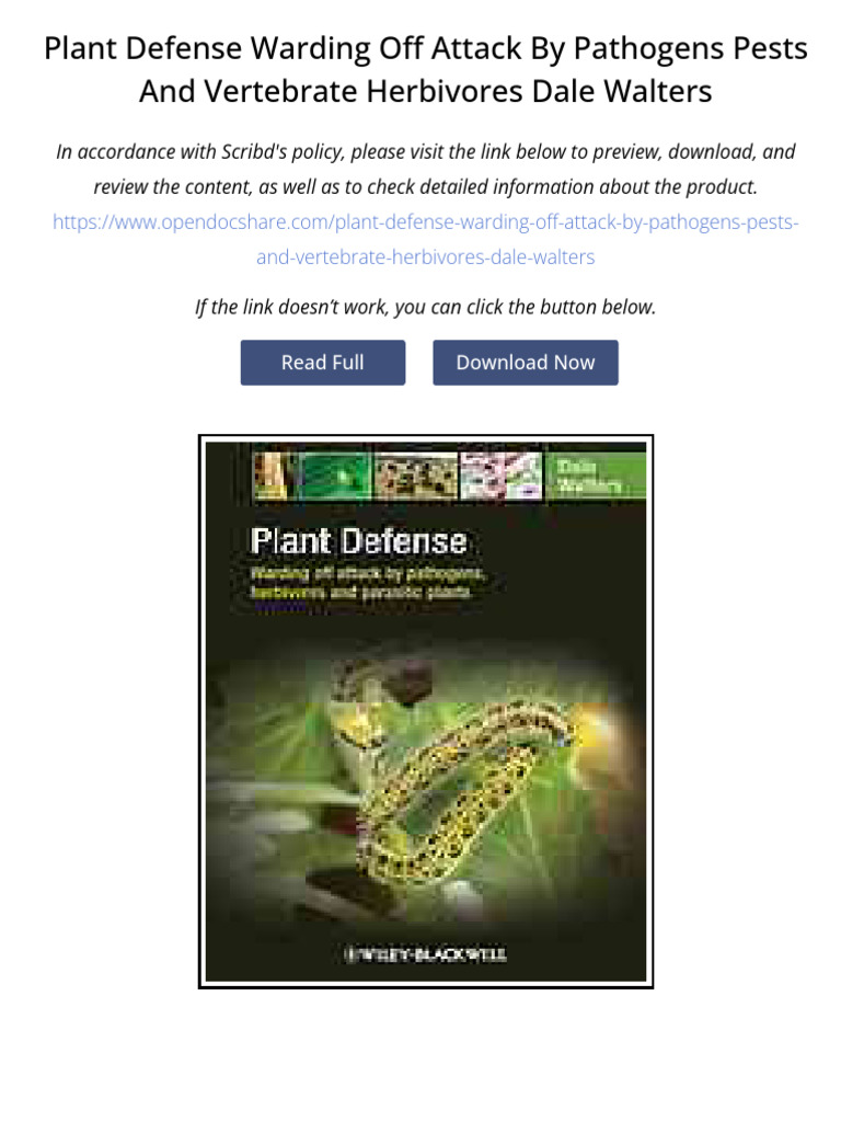 Plant Defense Warding Off Attack By Pathogens Pests And Vertebrate ...