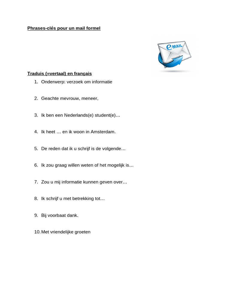Phrases Clés_mail Formel | PDF