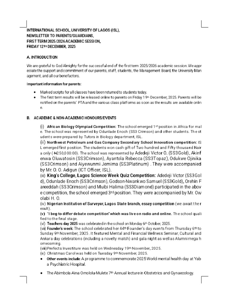 Newsletter First Term 2025-26 - Phoenix | PDF