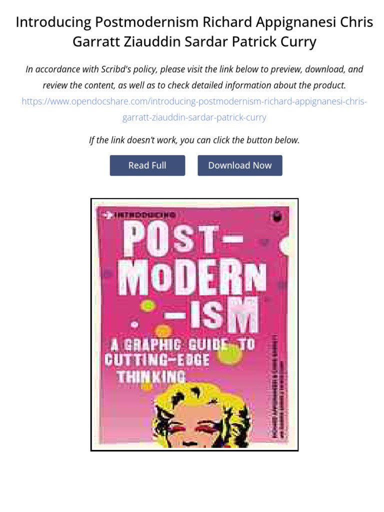 Introducing Postmodernism Richard Appignanesi Chris Garratt Ziauddin ...