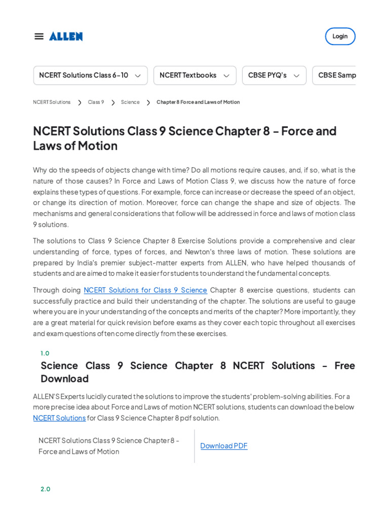 Force and Laws of Motion | PDF | Force | Momentum