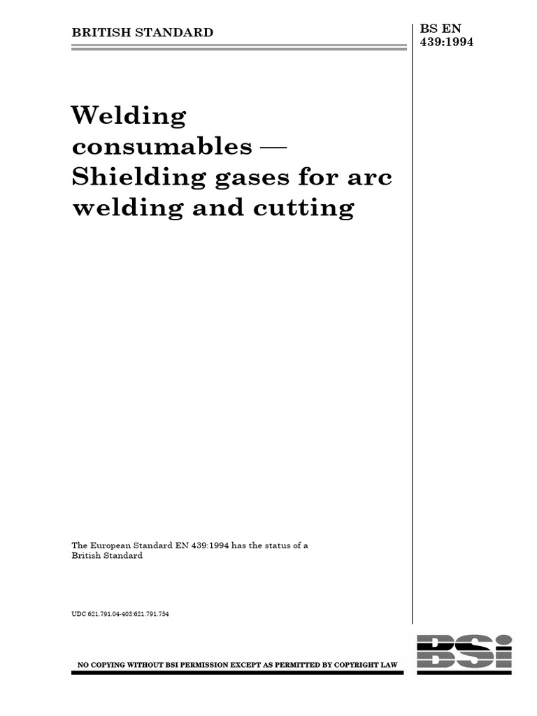 BS EN 439 - 1994 Shielding Gas | PDF | Gases | Argon