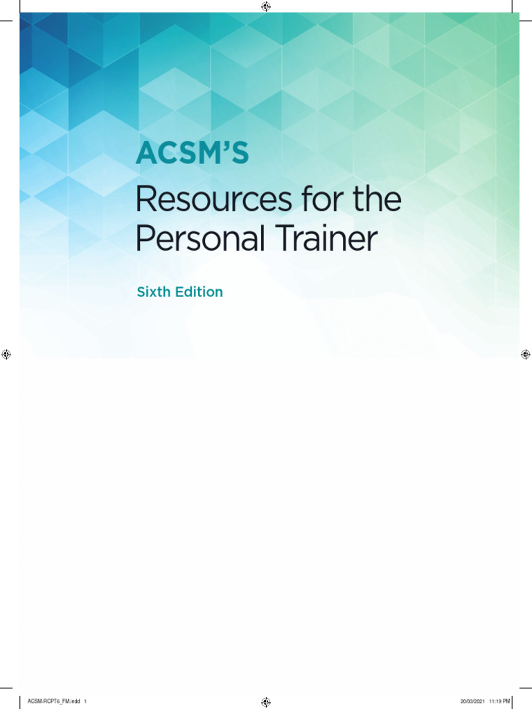 ACSM Personal Trainer Resources Guide | PDF | Personal Trainer ...