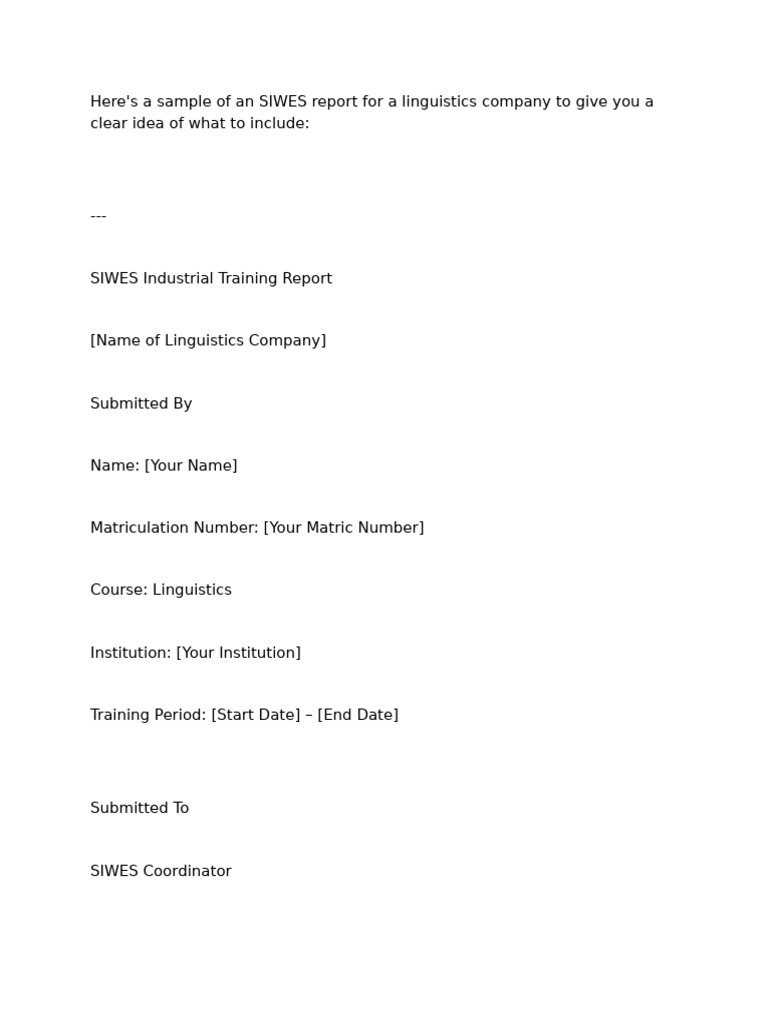 SIWES SAMPLE LINGUISTICS Research new | PDF | Linguistics ...