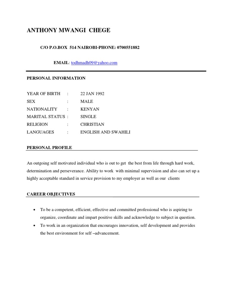 Anthony Mwangi Chege | PDF | Kenya | Microsoft Word