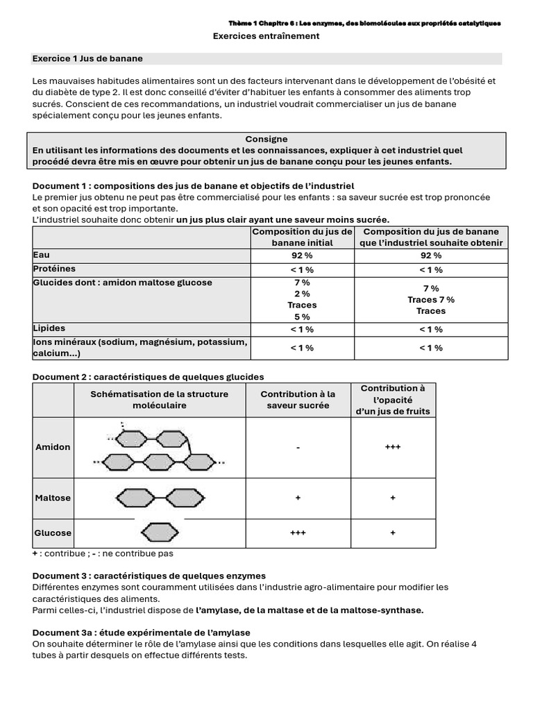 Enzymes et jus de banane pour enfants | PDF | Sucre | Régime et nutrition