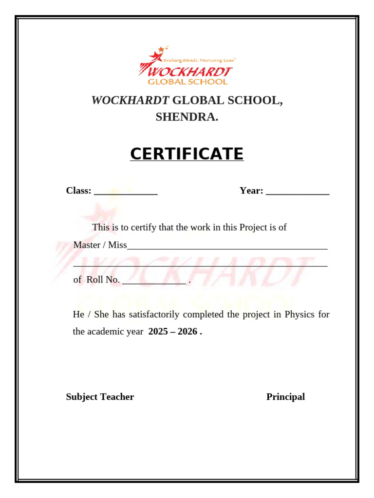 Certificate For Practical & Project | PDF