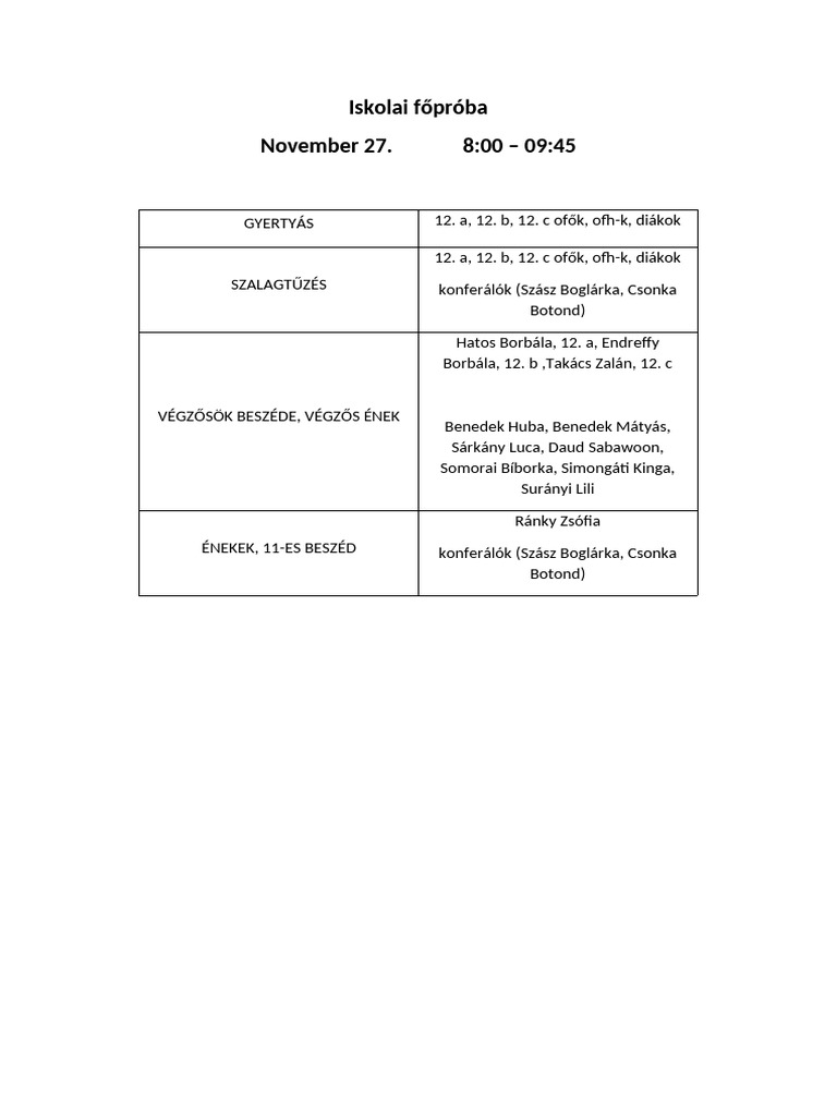 Szalagavató-programtervezet-feladatok-2025 | PDF