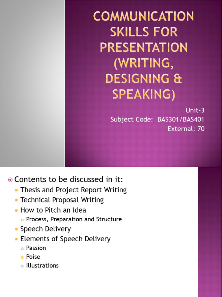 Unit-3 (Communication Skills for Presentation (Writing, Designing, & Speaking) | PDF | Nonverbal ...