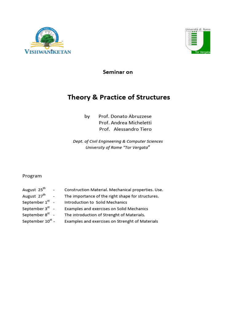 Seminar on Theory and Practice of Structures | PDF