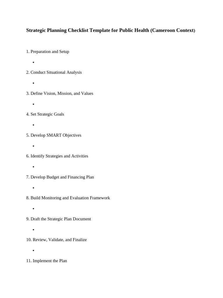 Public Health Strategic Planning Checklist | PDF