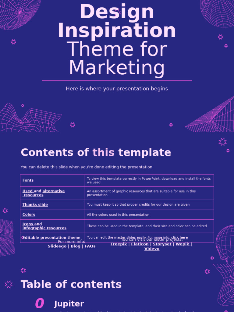 Design Inspiration Theme for Marketing by Slidesgo | PDF | Planets ...