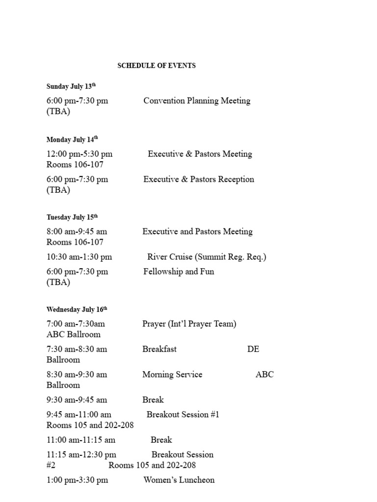 2023 Convention Event Schedule | PDF