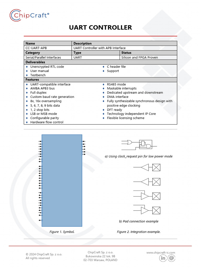CC-UART-APB_flyer | PDF | Computing | Computer Engineering
